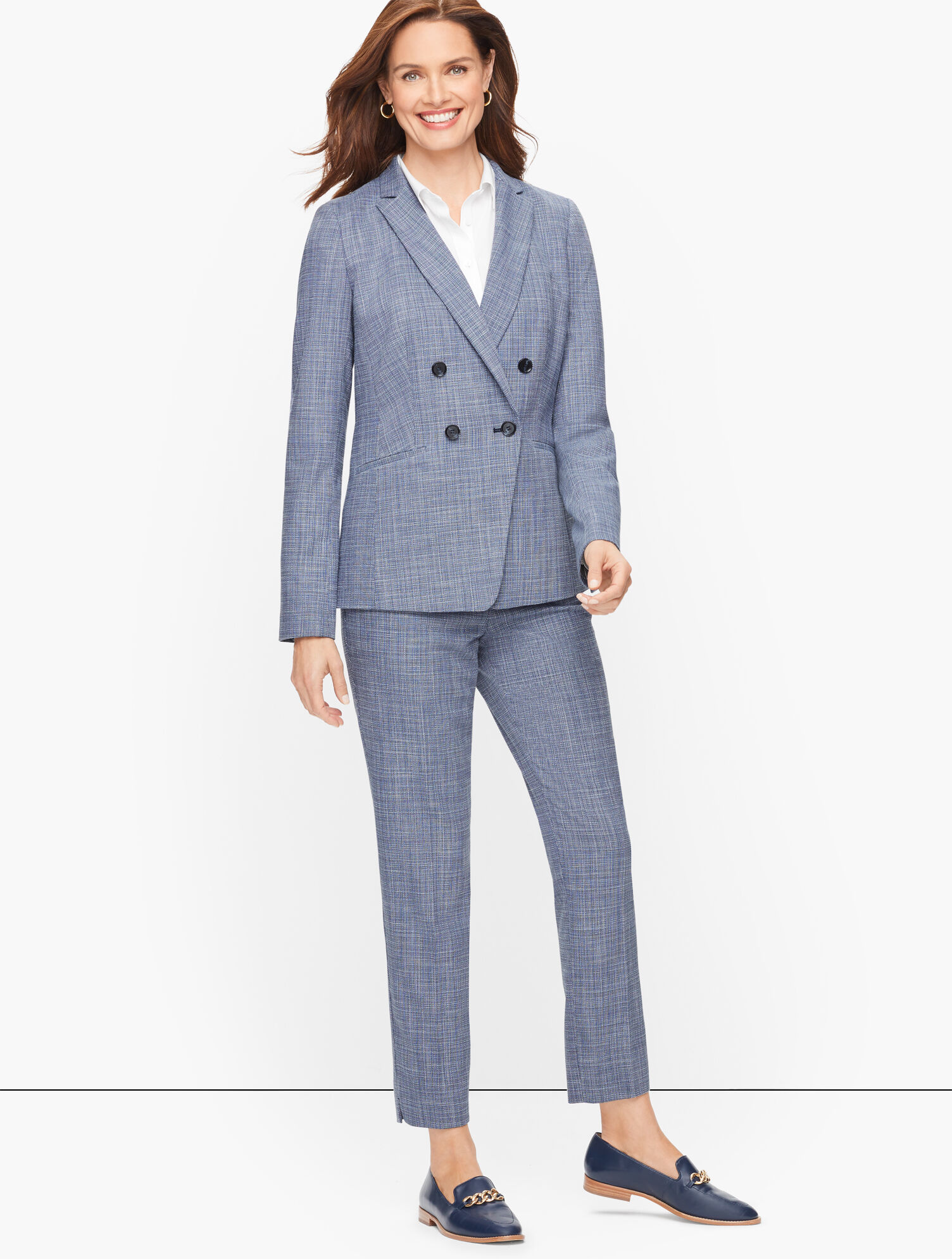 Blended Tweed Double Breasted Blazer | Talbots