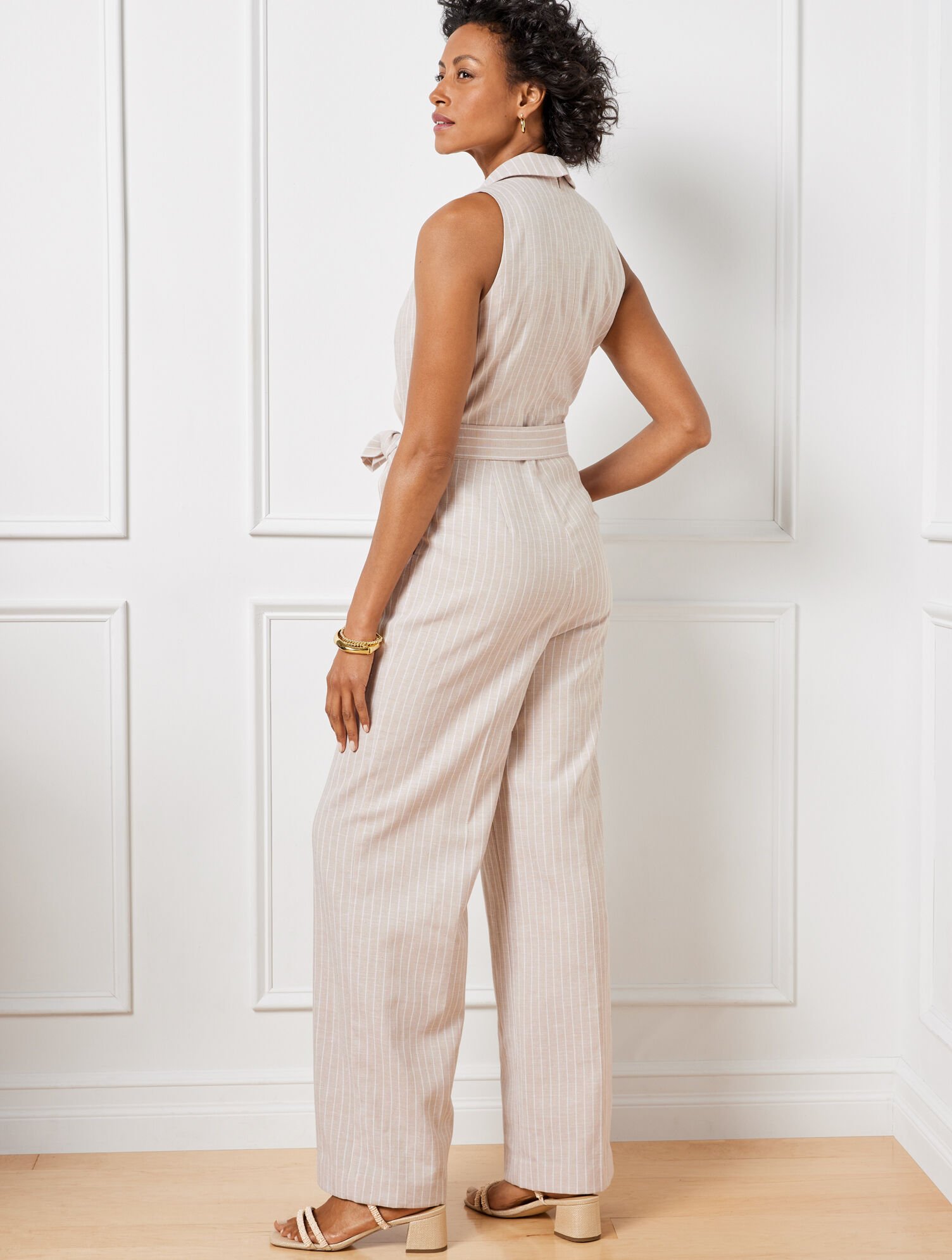 Double Stripe Linen Blend Jumpsuit | Talbots