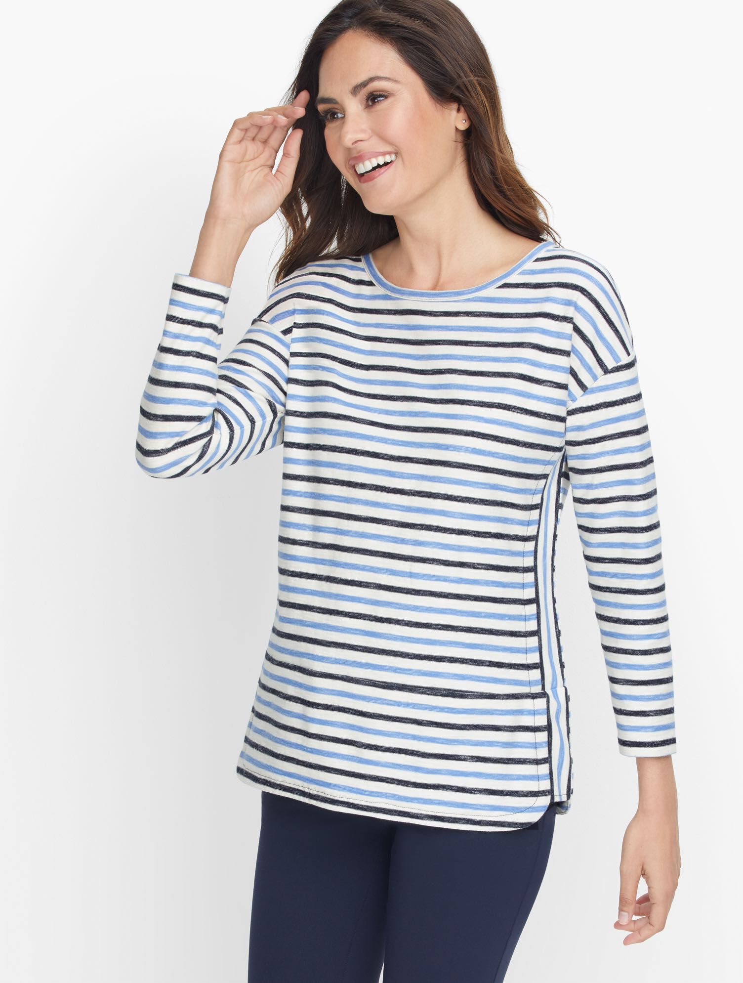 Tonal Stripe Side Panel Pullover | Talbots