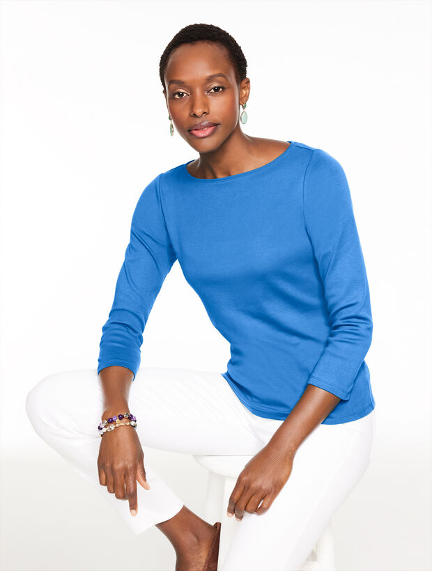 Solid Bateau Neck Tee Pima Cotton | Talbots