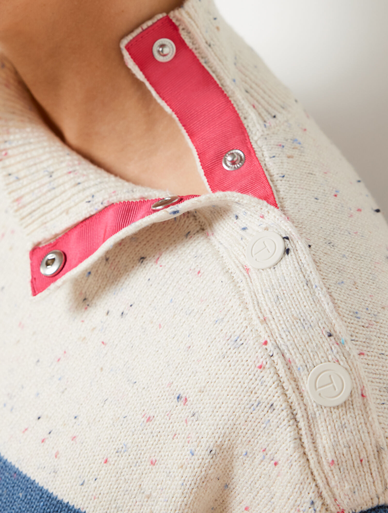 Snap Button Mockneck Sweater - Speckled Stripe | Talbots