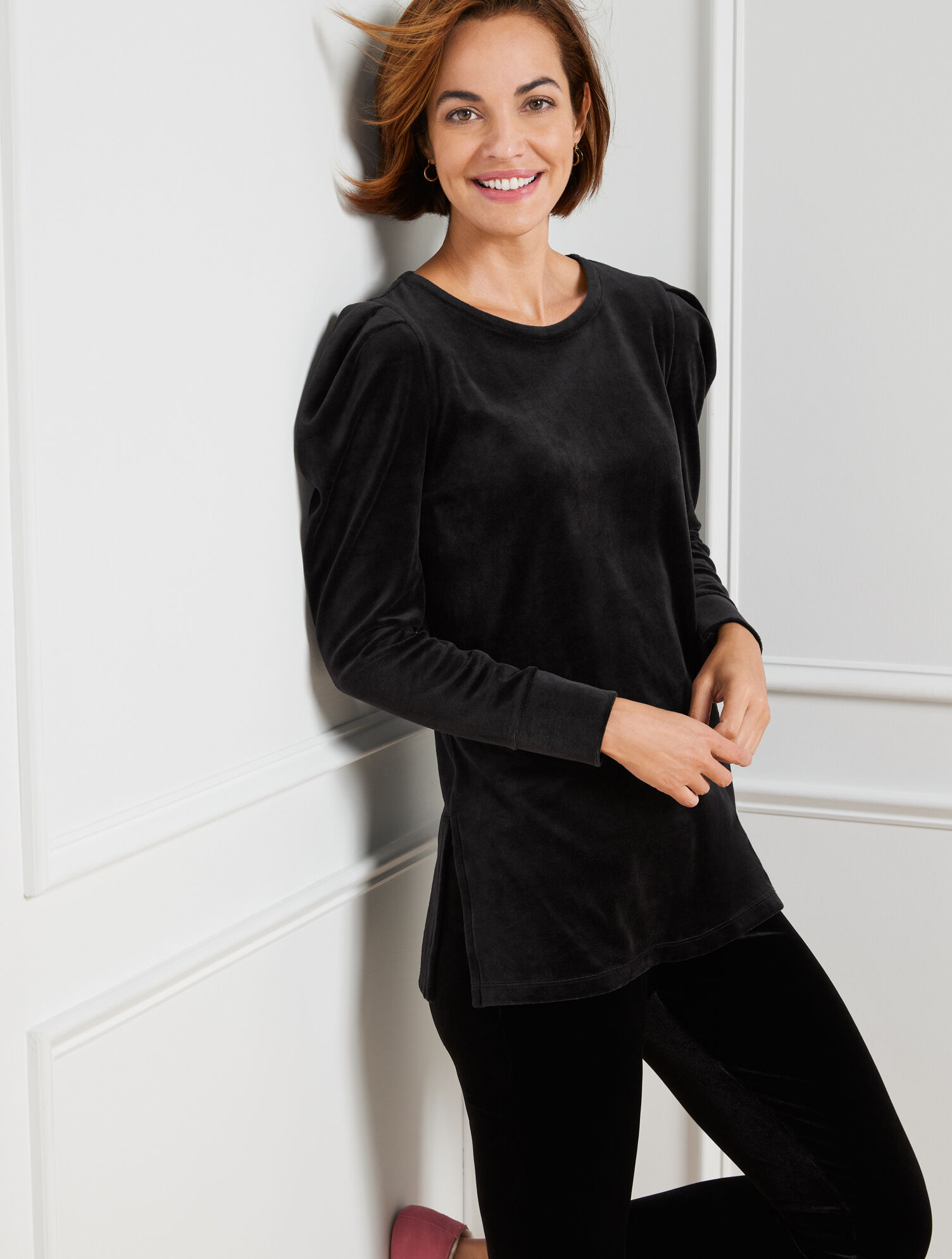 Luxe Velour Puff Sleeve Pullover | Talbots