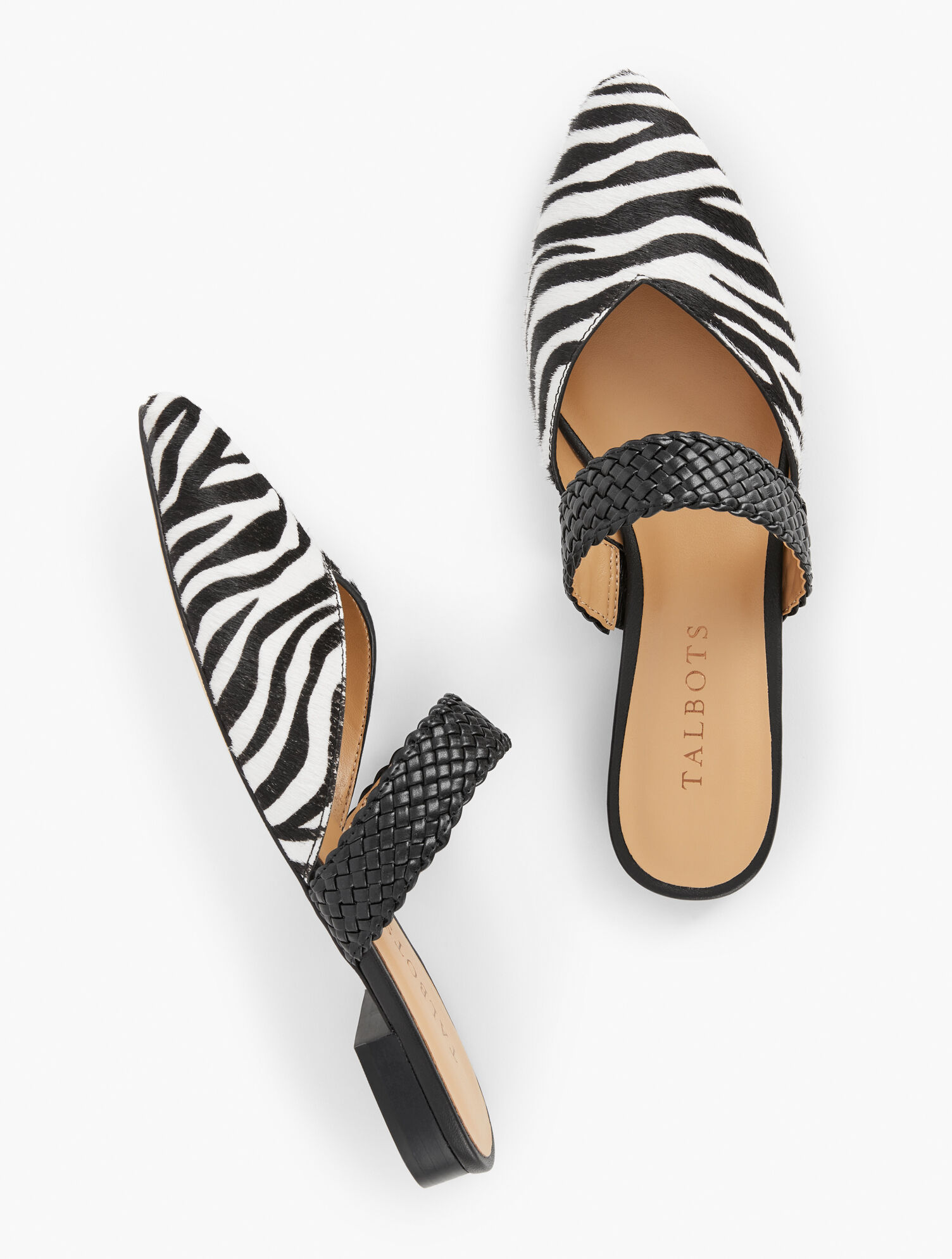 Edison Braid Zebra Calf Hair Mules | Talbots