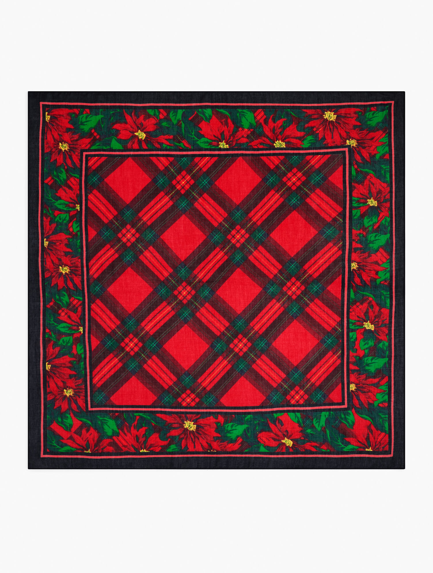 Poinsettia Plaid Square Scarf | Talbots
