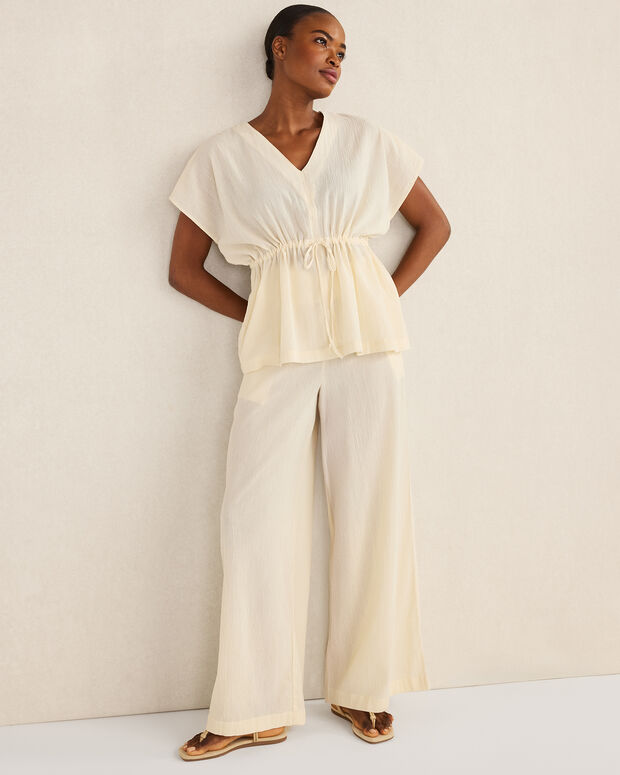 Organic Cotton Crinkle Gauze Flutter Sleeve Top | Haven Well Within