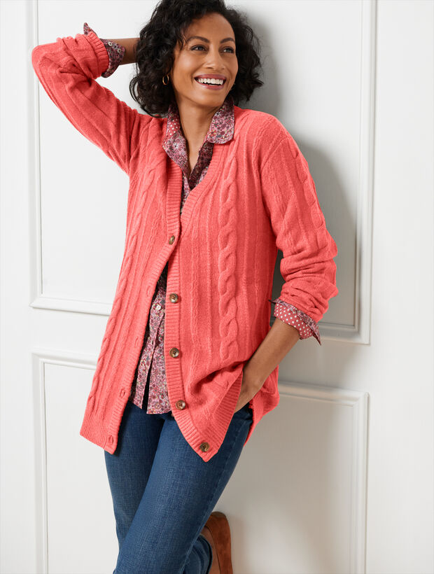 Cable Knit V-Neck Cardigan | Talbots