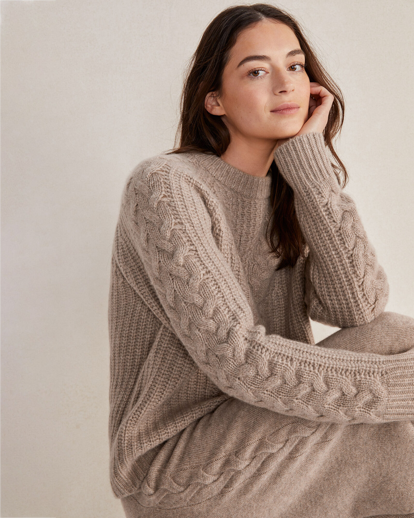 Cashmere Mixed Stitch Crewneck Sweater | Haven Well Within