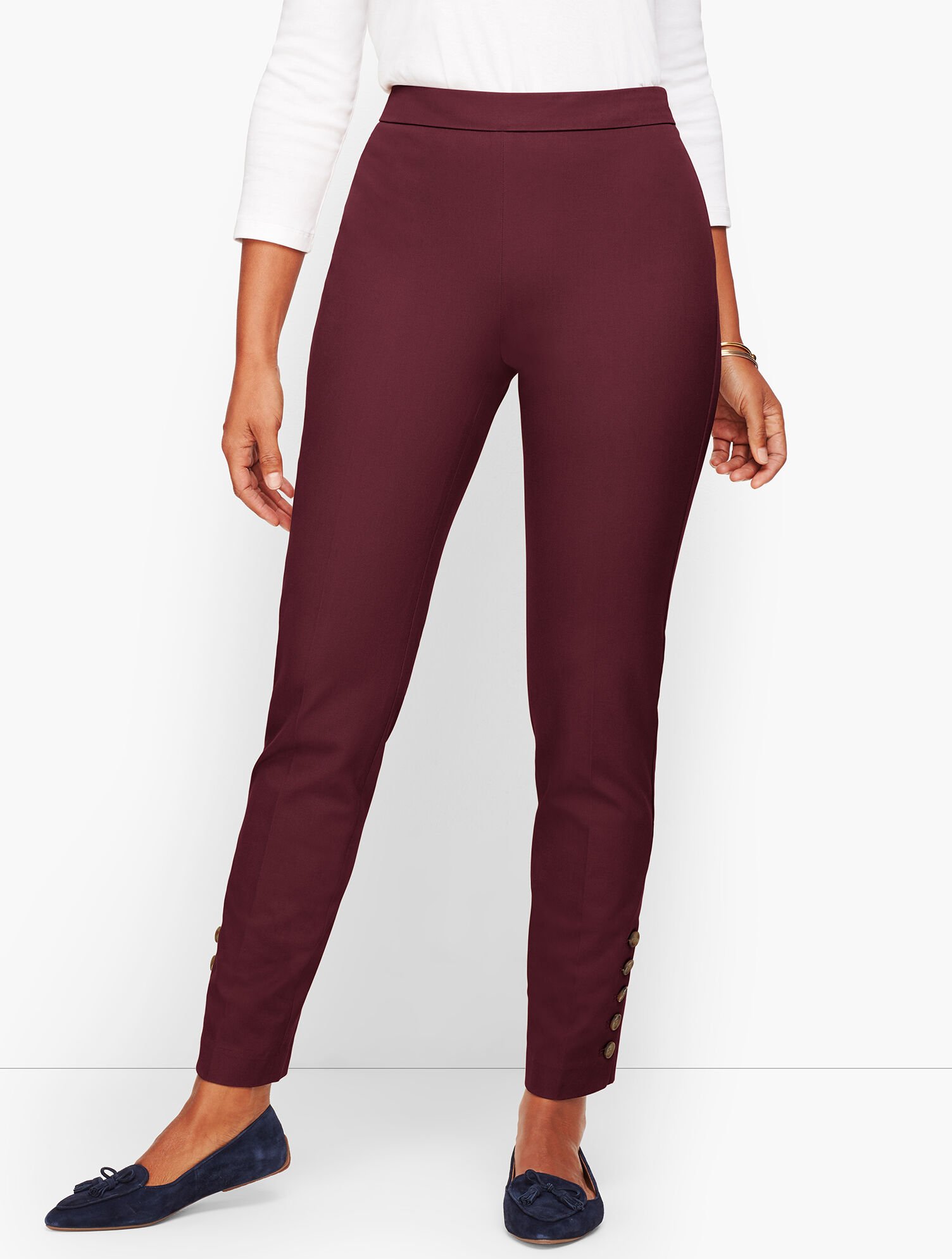 button ankle leggings