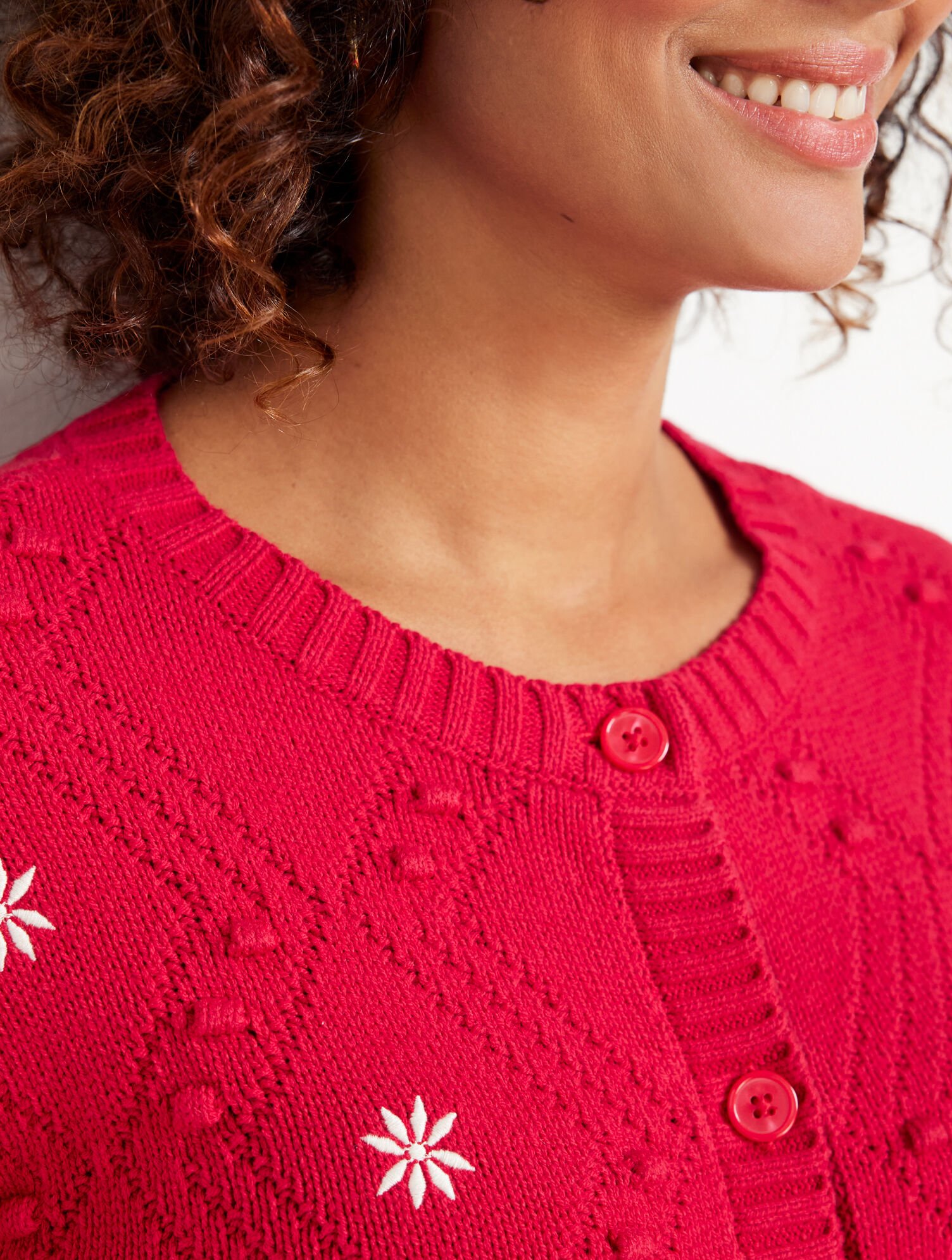 Embroidered Bobble Cardigan | Talbots