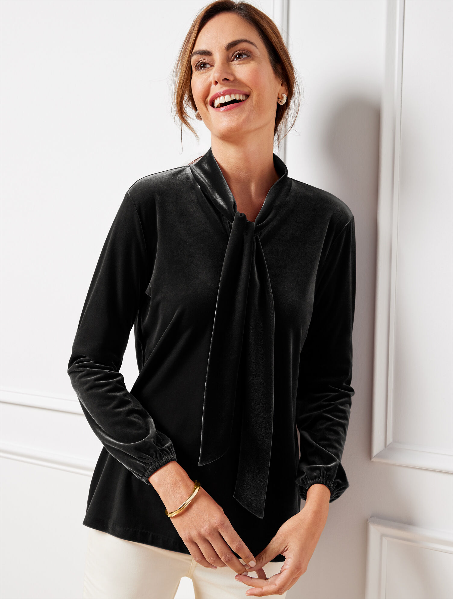 Tie Detail Blouson Top | Talbots