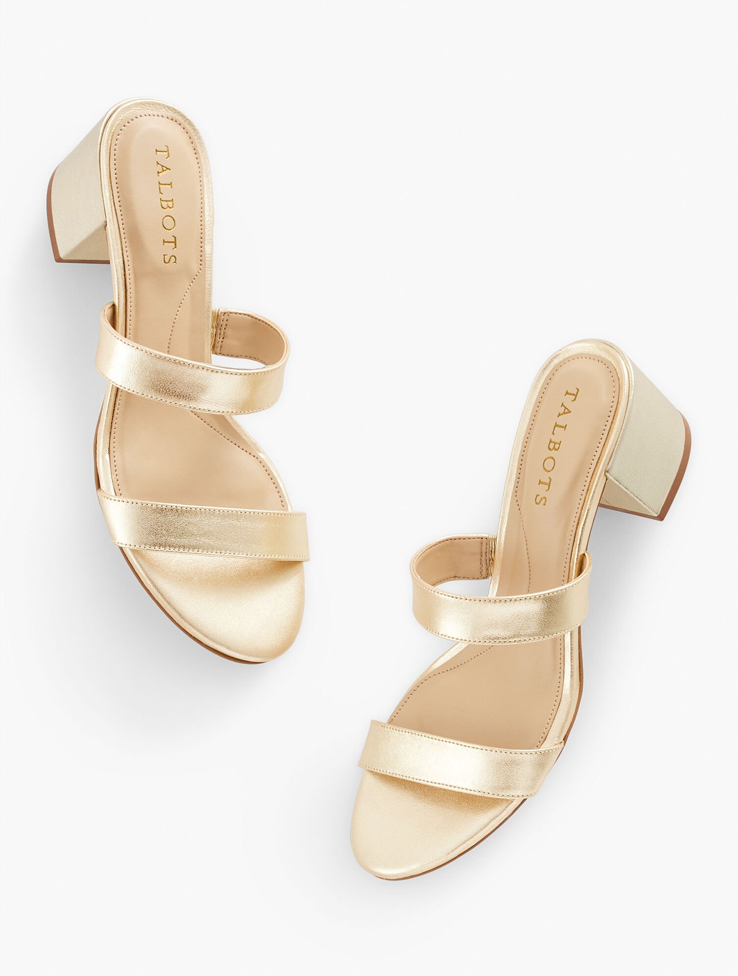 Tilly Leather Block Heel Sandals - Metallic | Talbots