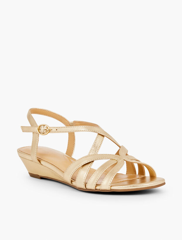 Capri Leather Wedge Sandals - Metallic | Talbots