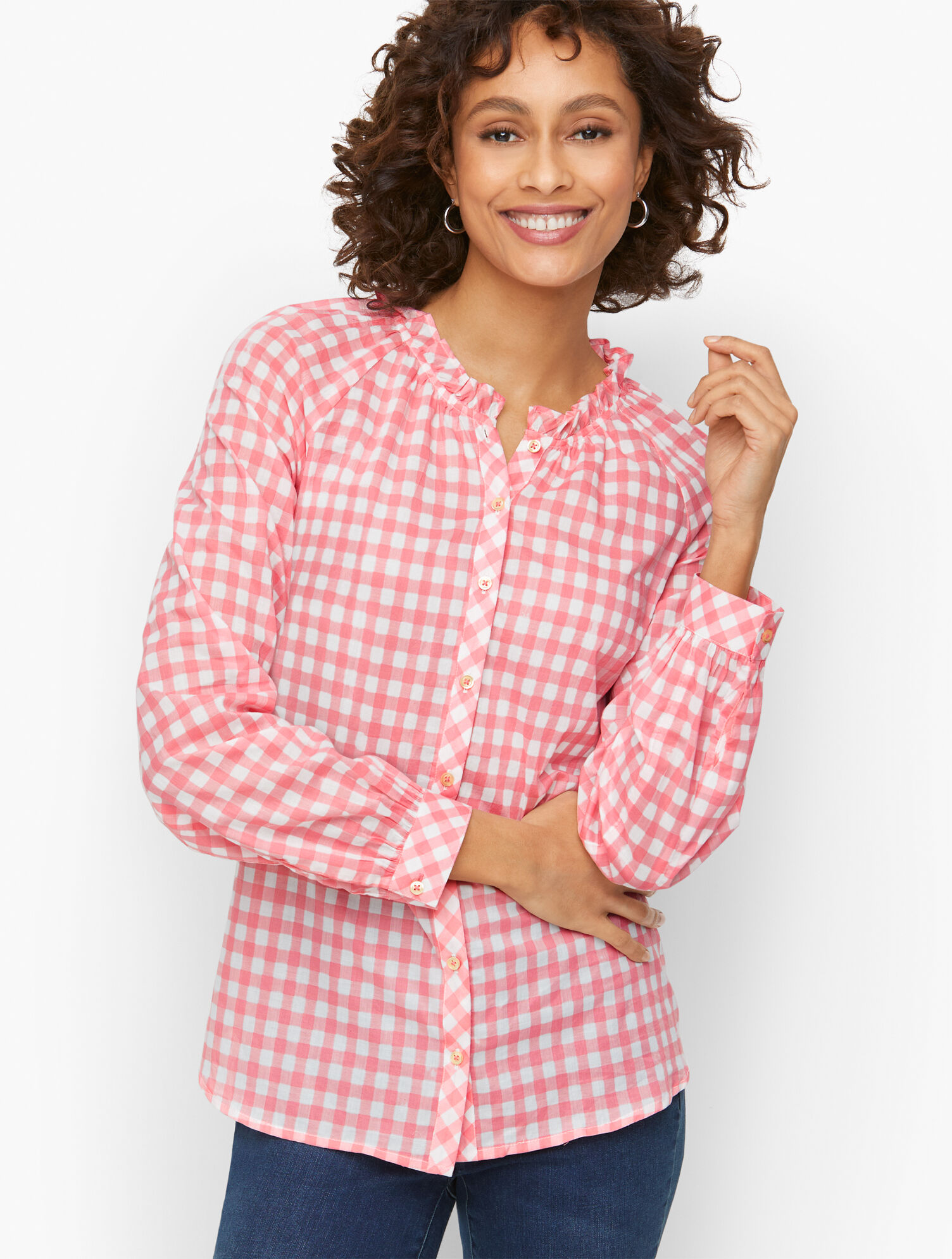 Ruffle Blouse - Fancy Plaid | Talbots