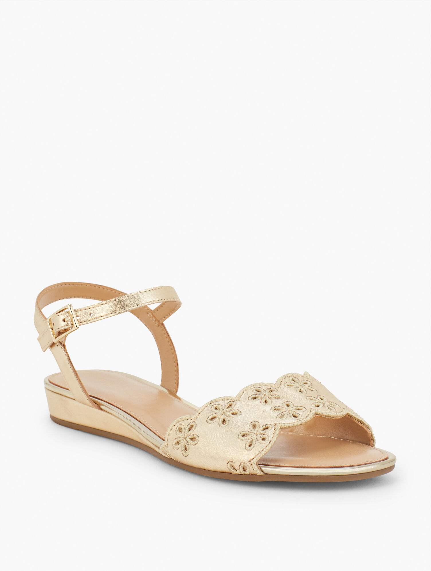 Daisy Eyelet Metallic Nappa Sandals | Talbots