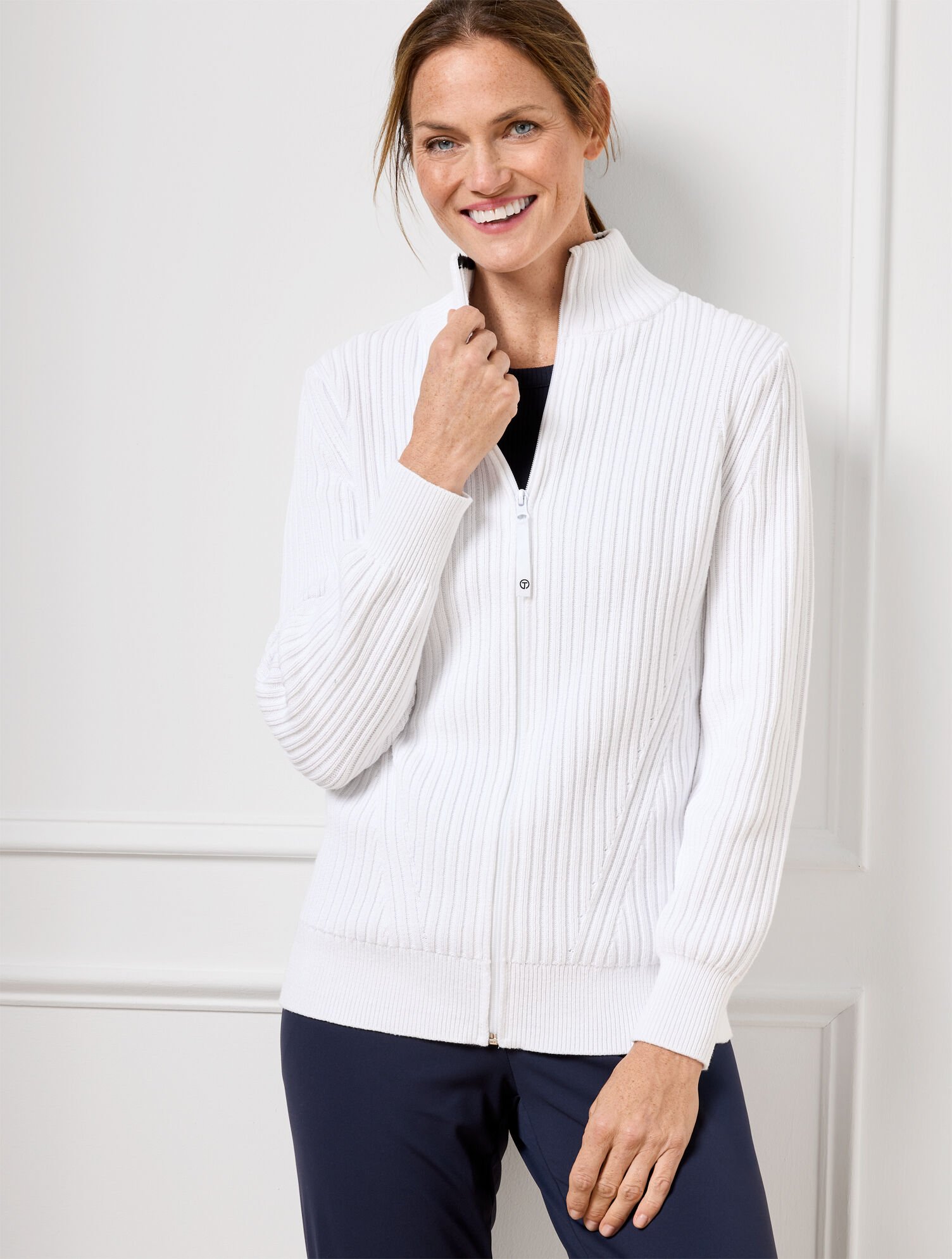 Coolmax® Mockneck Sweater Jacket | Talbots