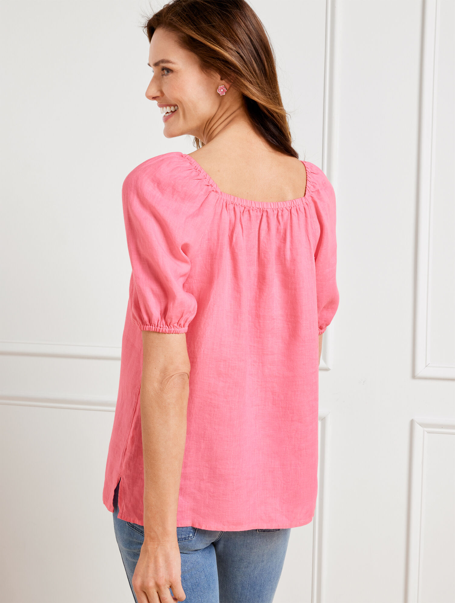 Linen Square Neck Top | Talbots