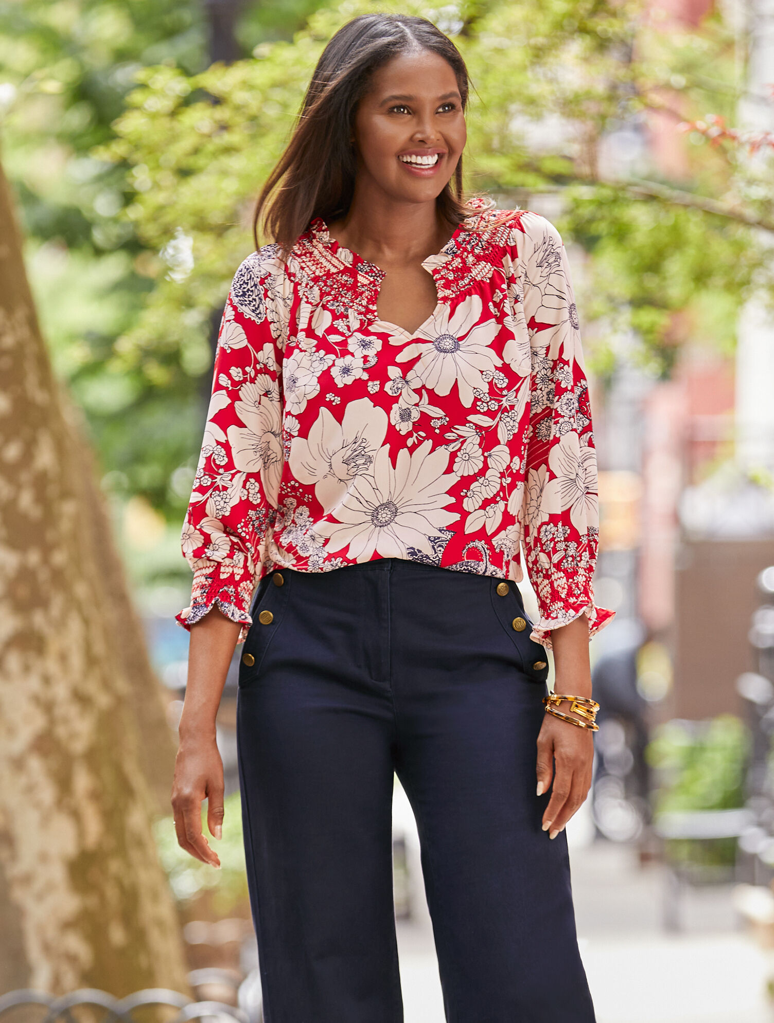 Smocked Top - Paisley Floral | Talbots