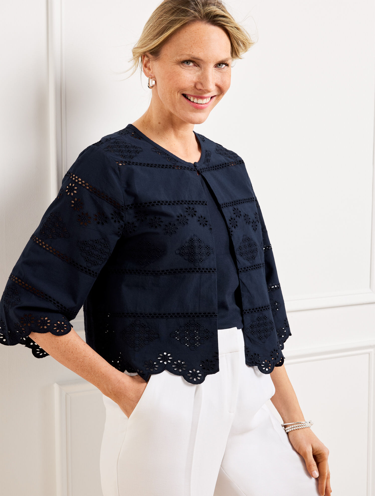 Eyelet Shrug | Talbots