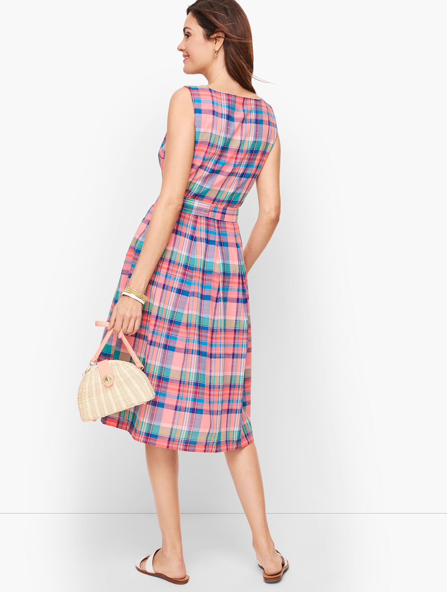Madras Button Front Shirtdress | Talbots