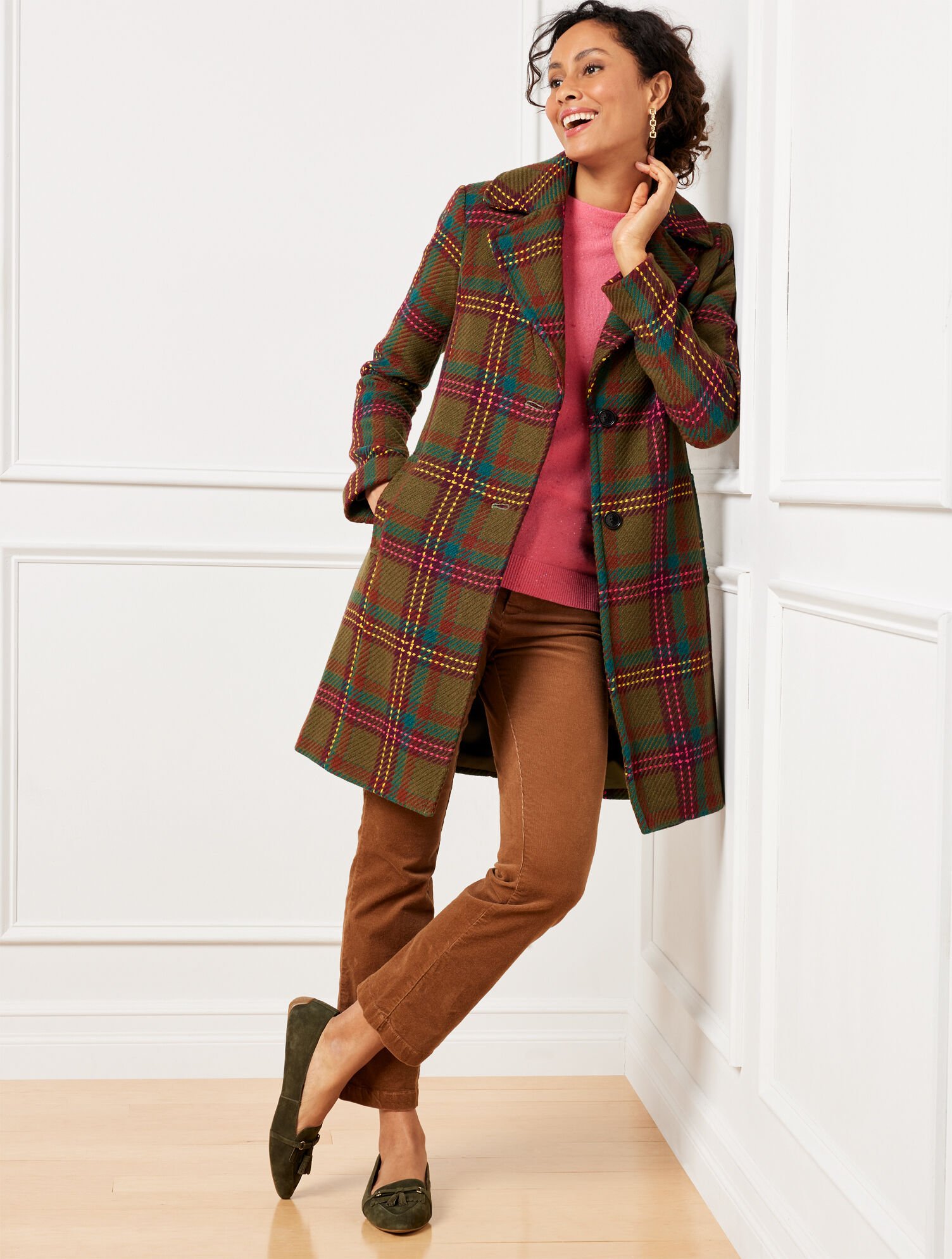 checked coat womens