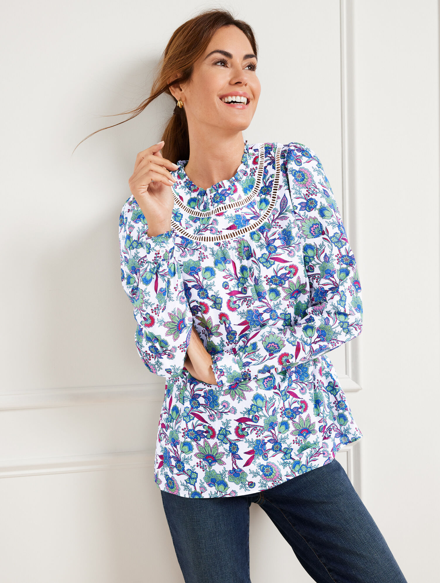Ruffle Trim Blouse - Flourish Floral | Talbots