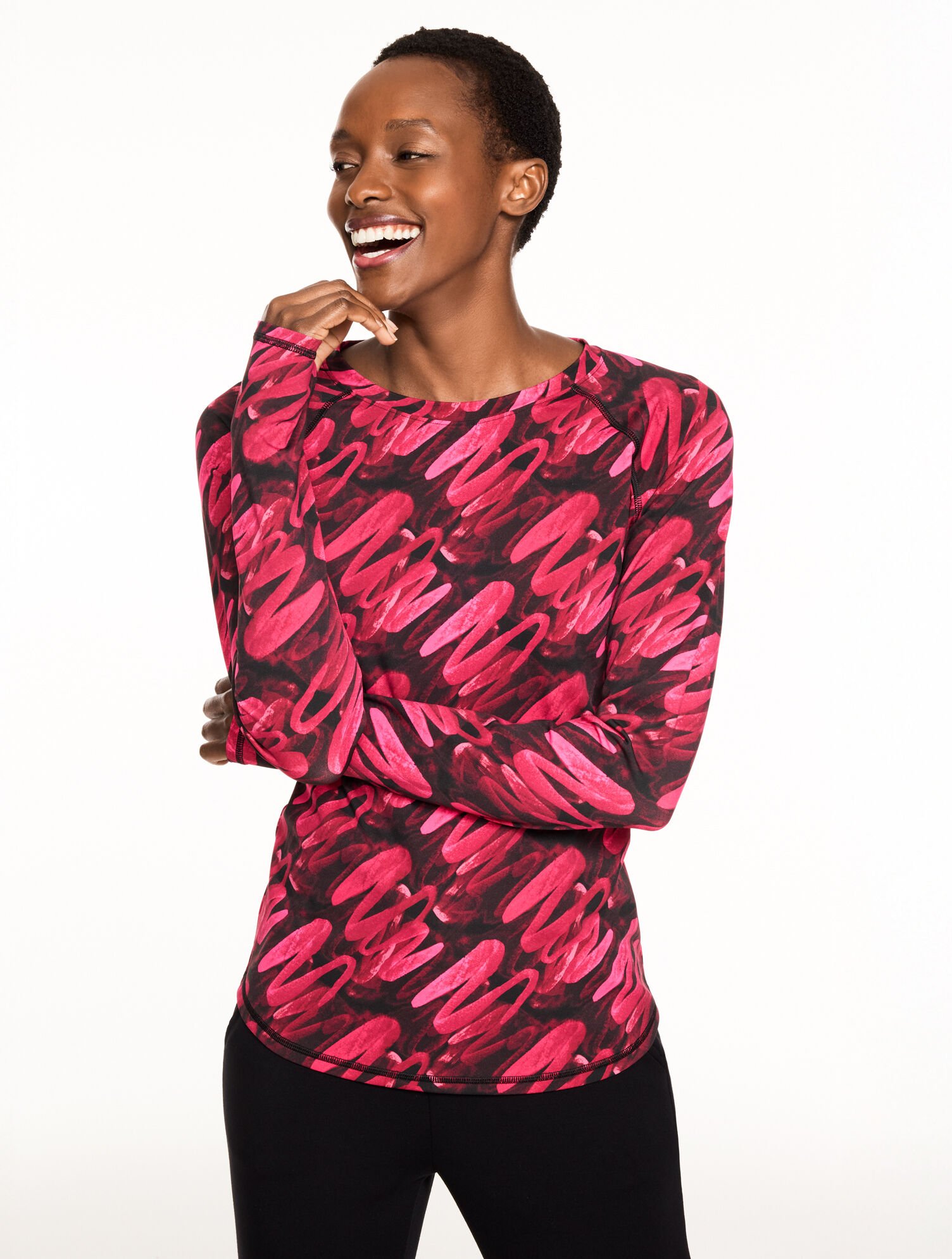 Performance Compression Crewneck Tee - Brushed Lines | Talbots