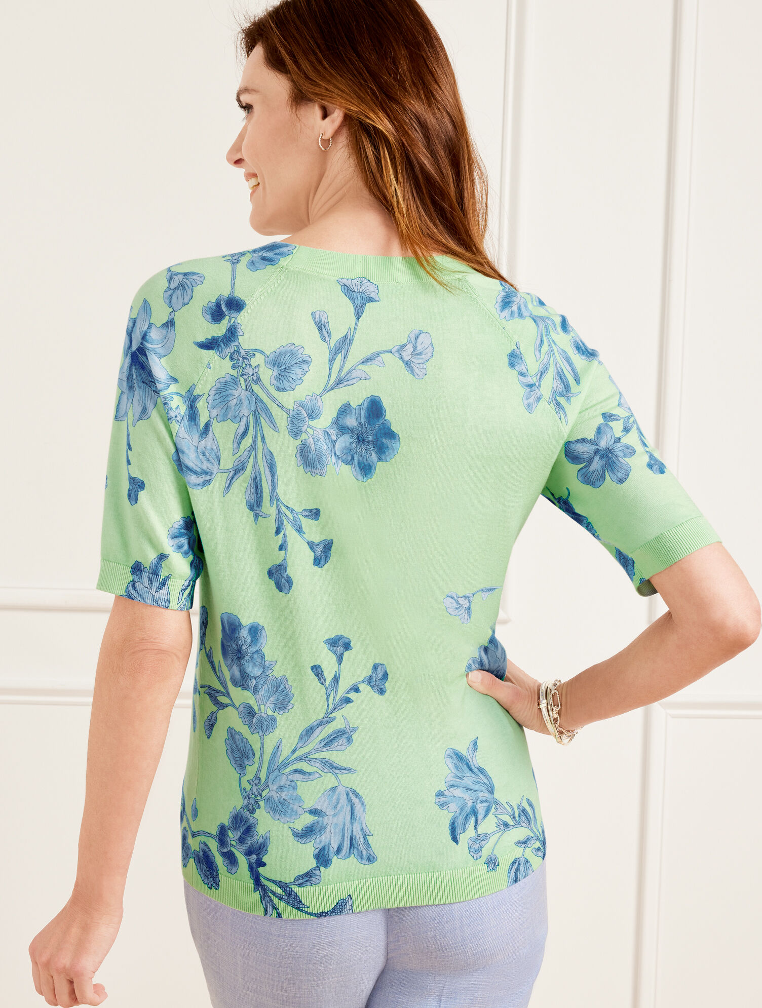 Elbow Sleeve Pullover - Tonal Blossoms | Talbots