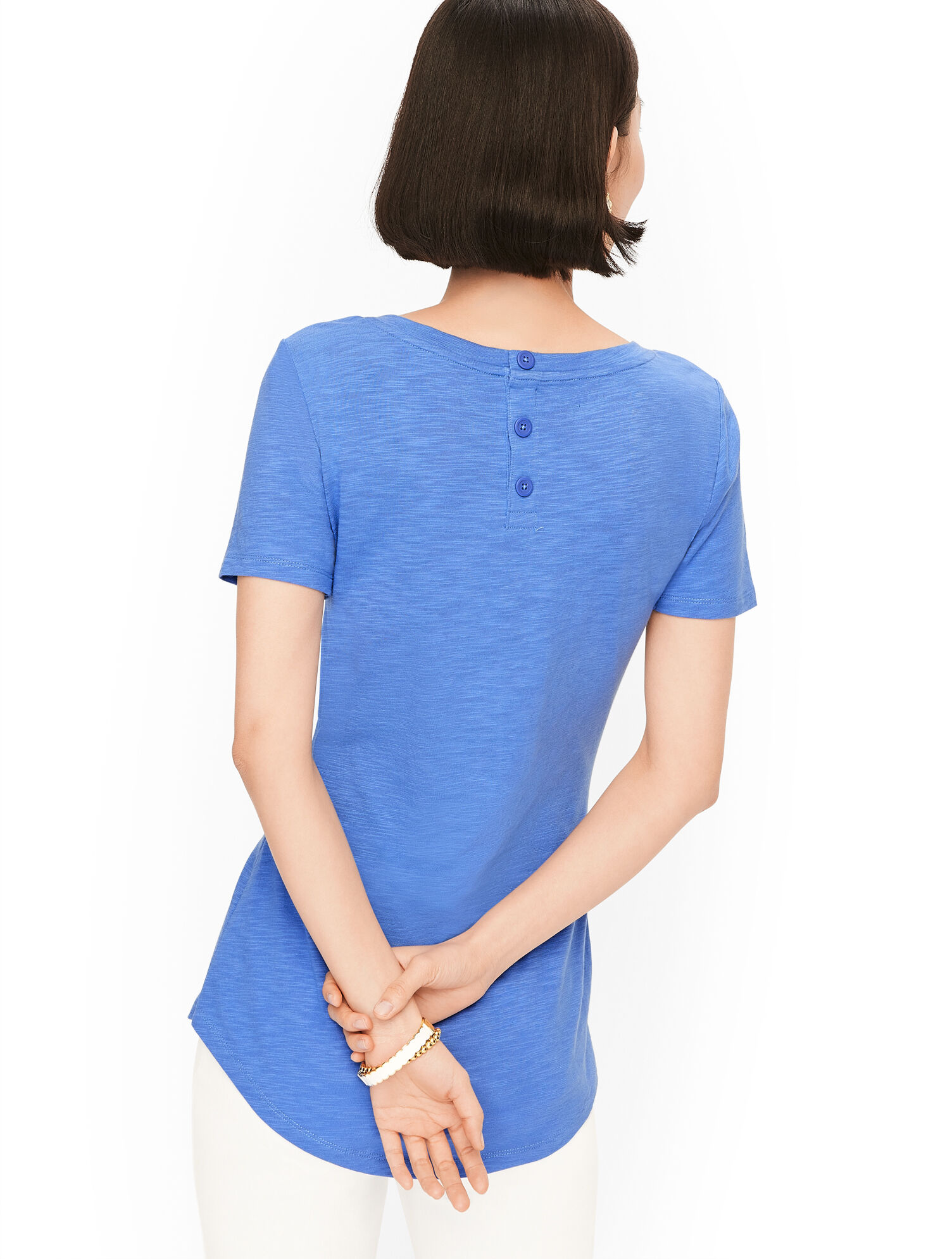 Cotton Modal Back Detail Tee - Solid | Talbots