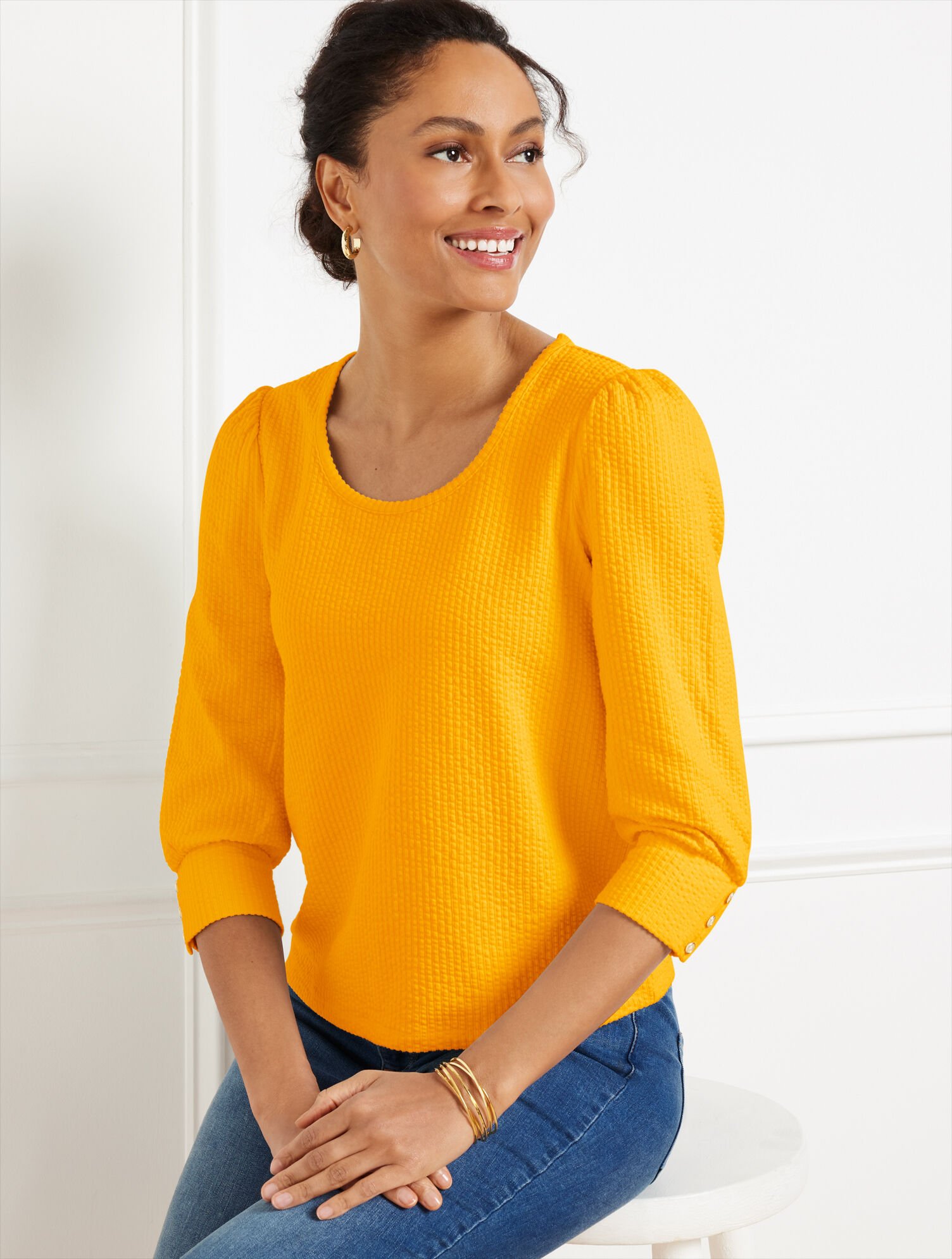 Textured Scoop Neck Tee | Talbots