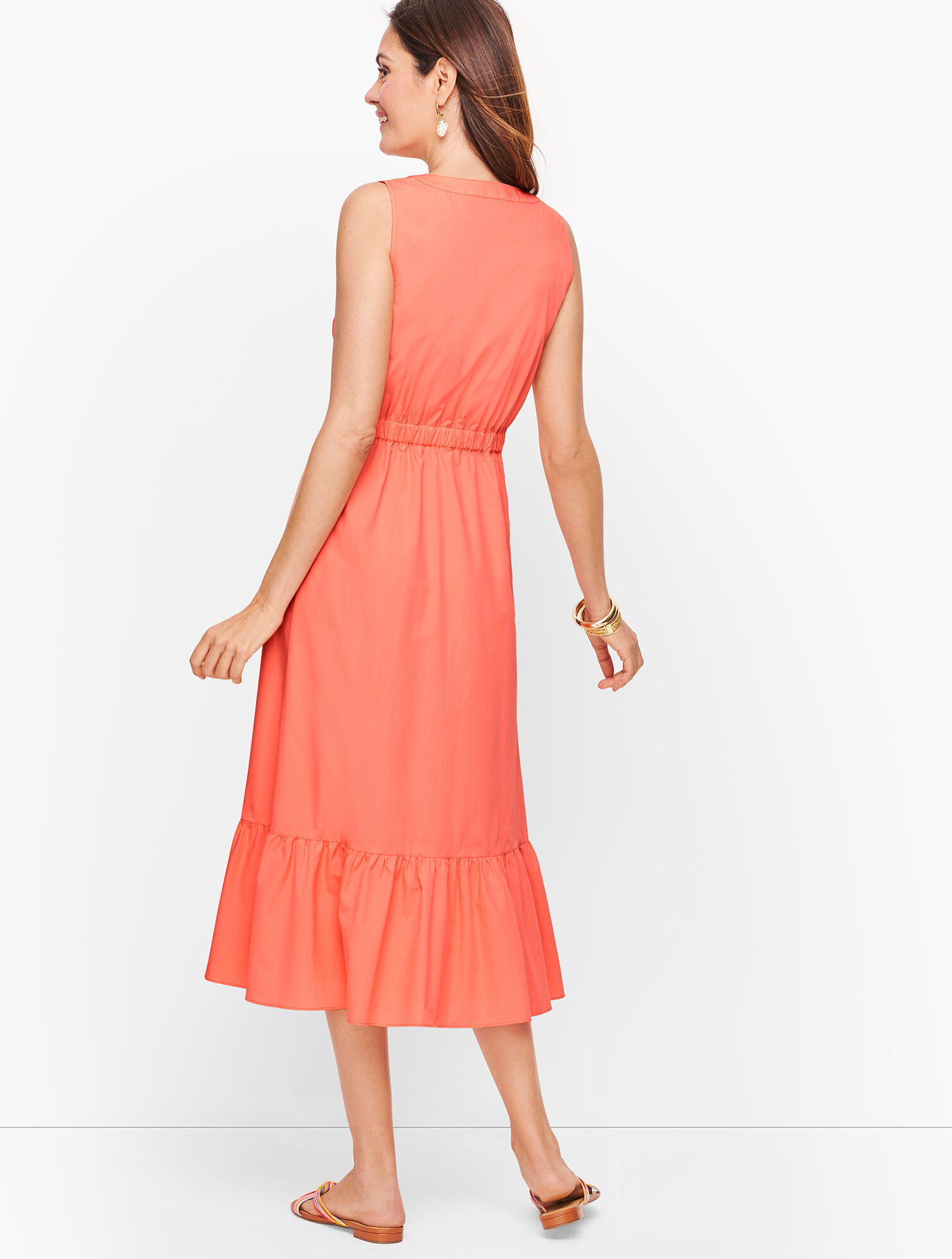 V-Neck Poplin Wrap Dress | Talbots