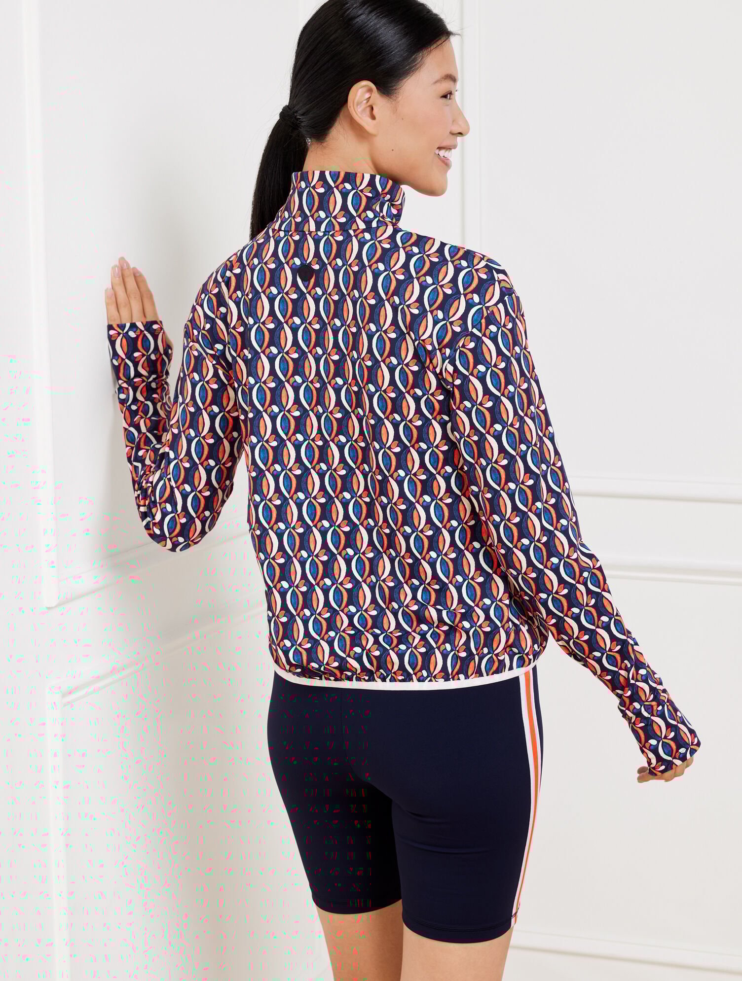 Performance Interlock Half-Zip Pullover - Pinwheel Geo | Talbots