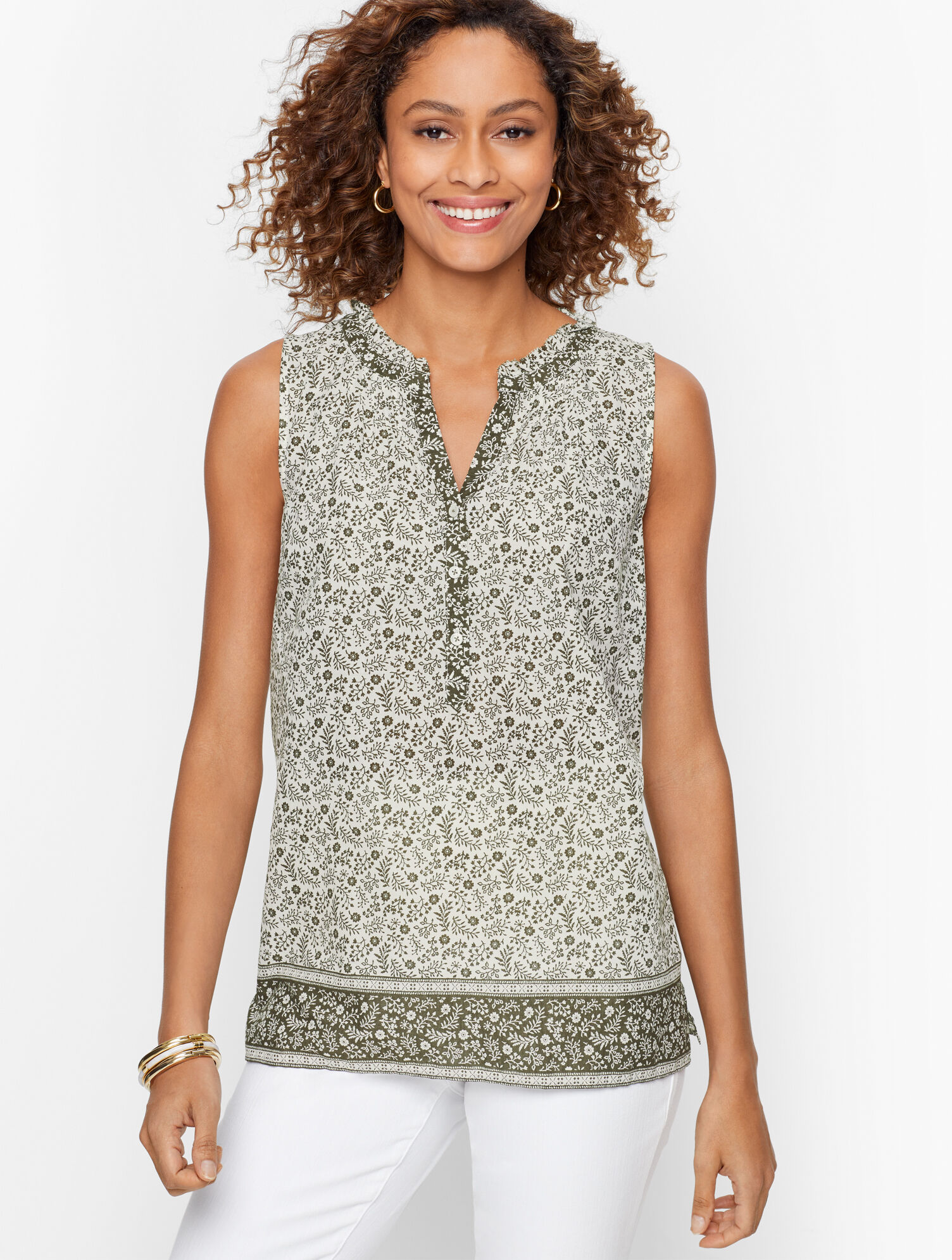 Ruffle Trim Shell - Charming Ditsy | Talbots