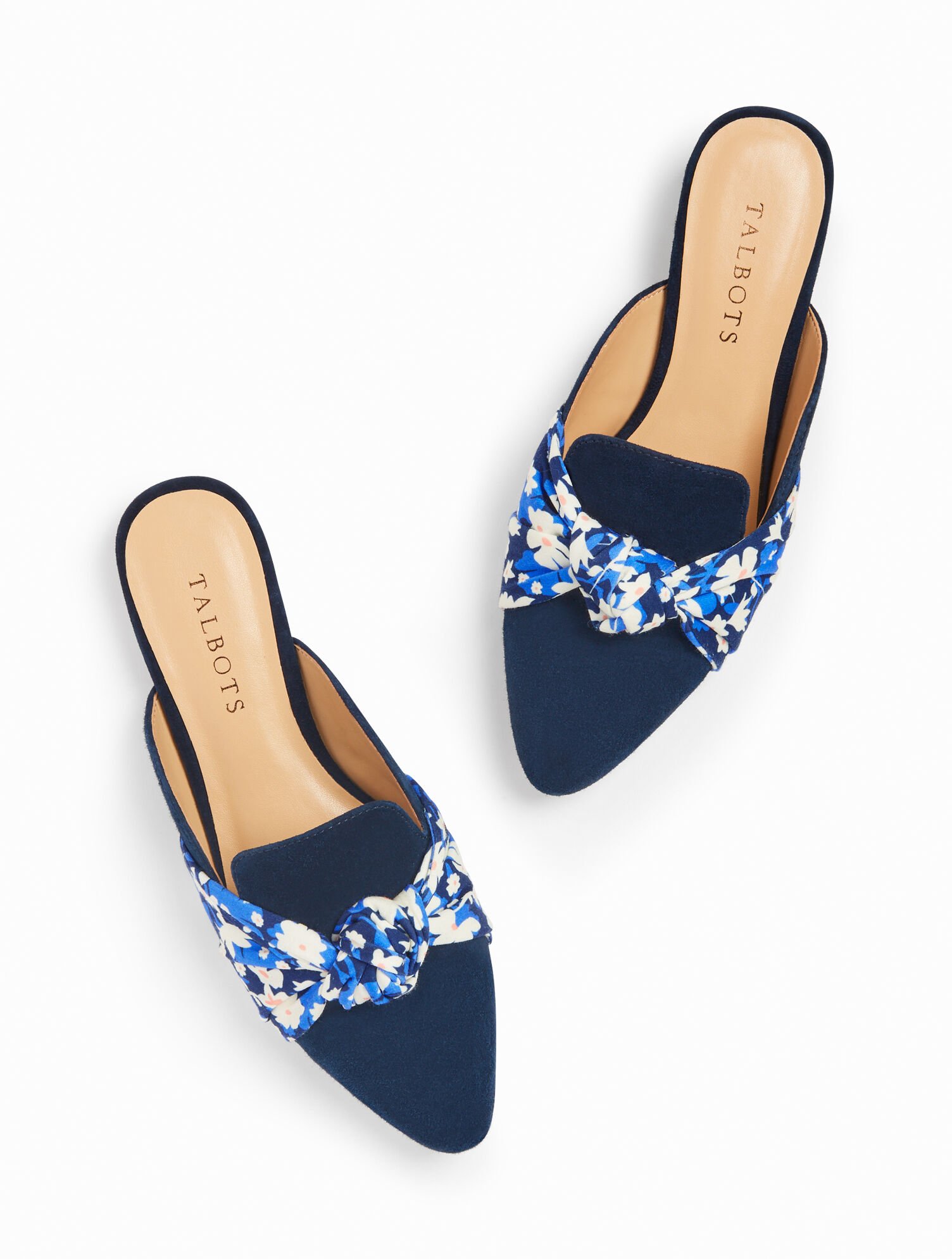 Edison Knot Detail Mules - Suede & Sateen | Talbots