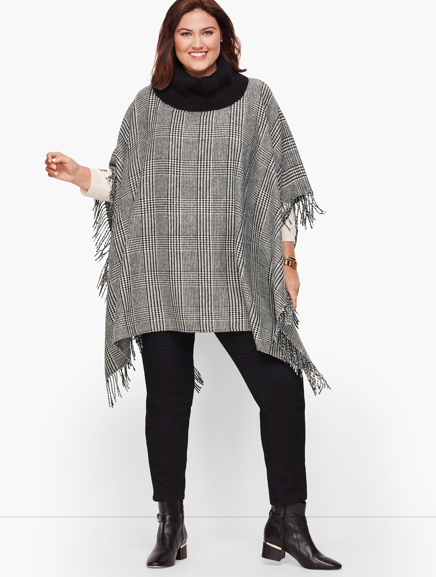 Plus Size Fringed Poncho
