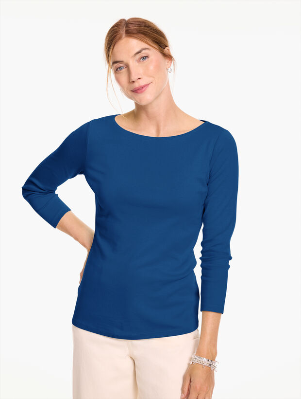 Solid Bateau Neck Tee Pima Cotton | Talbots
