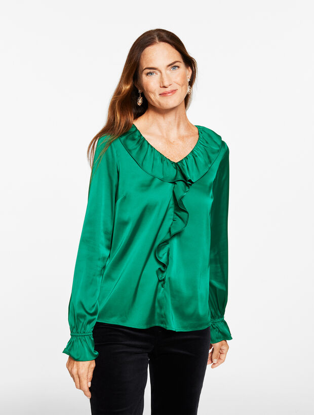Soft Satin Charmeuse Ruffle Top | Talbots