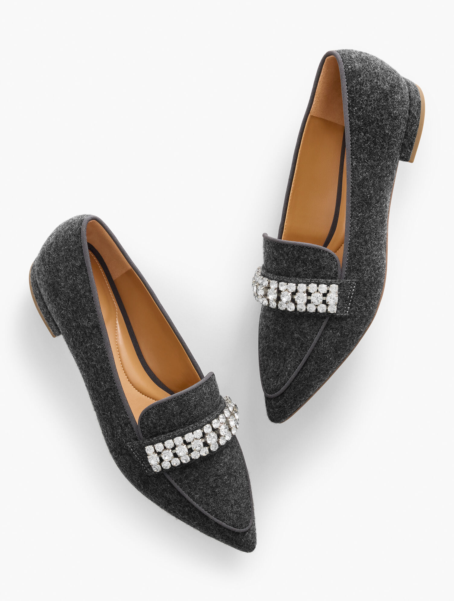 Scarlet Rhinestone Flannel Pointed Toe Loafers | Talbots