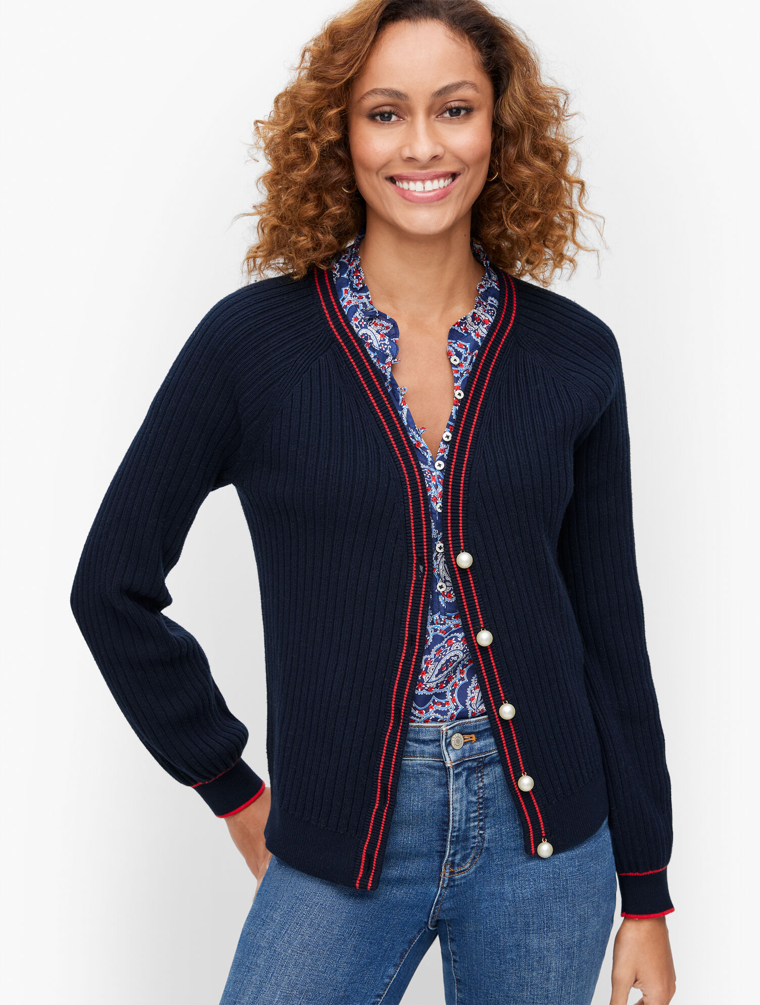 V-Neck Cardigan - Tipped | Talbots