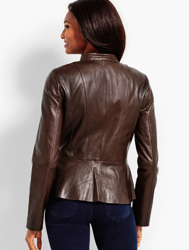 Leather Peplum Zip Jacket | Talbots