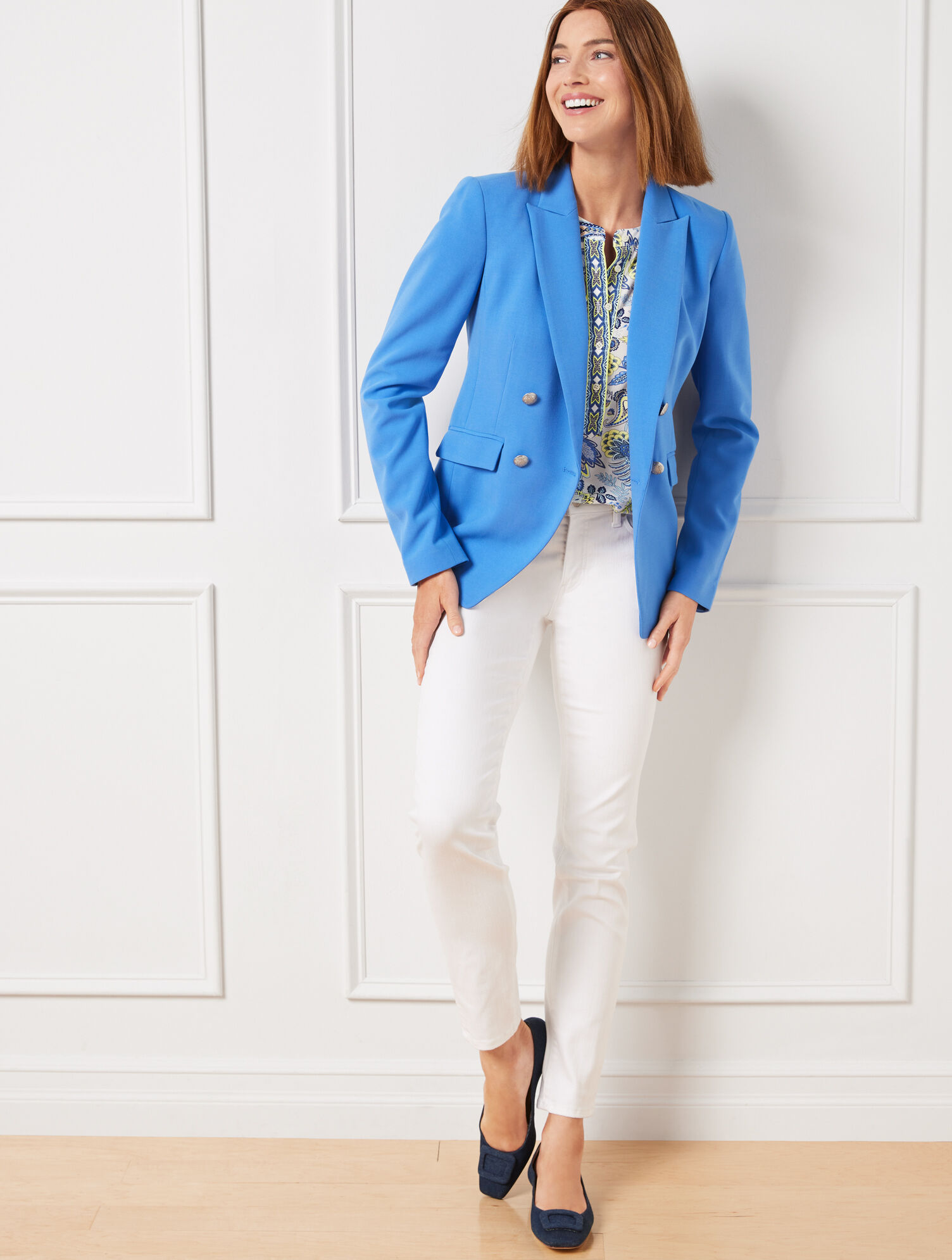 Tailored Stretch Double Breasted Blazer | Talbots
