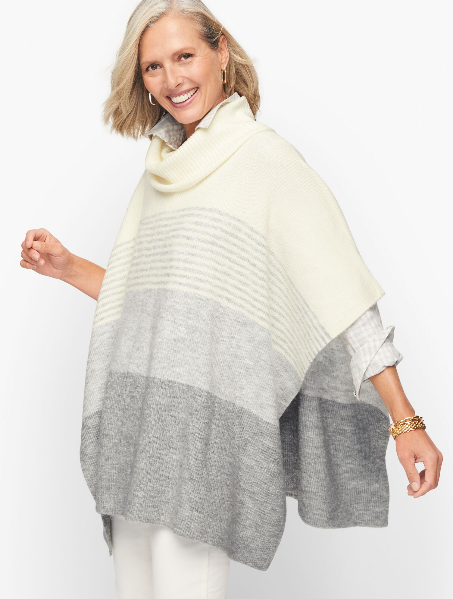 Colorblock Cowlneck Poncho | Talbots
