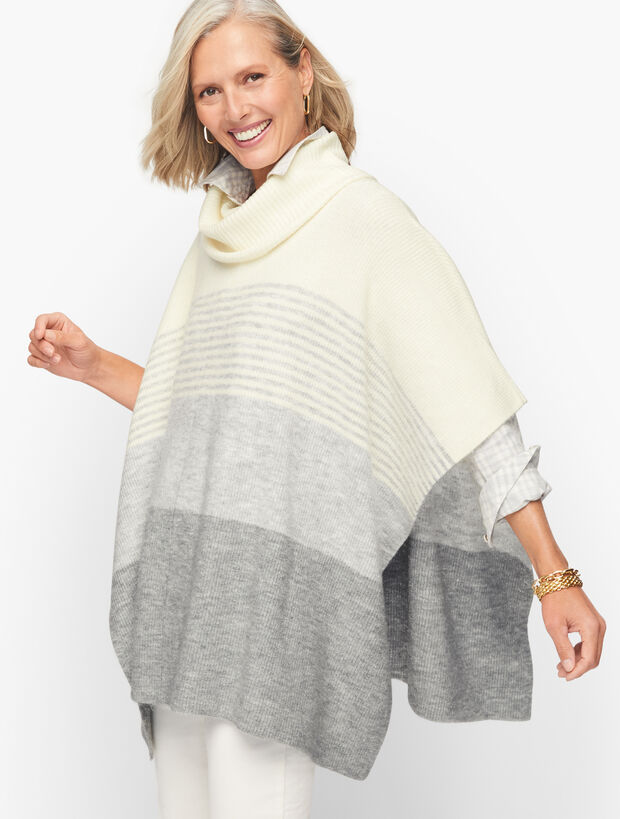 Colorblock Cowlneck Poncho | Talbots