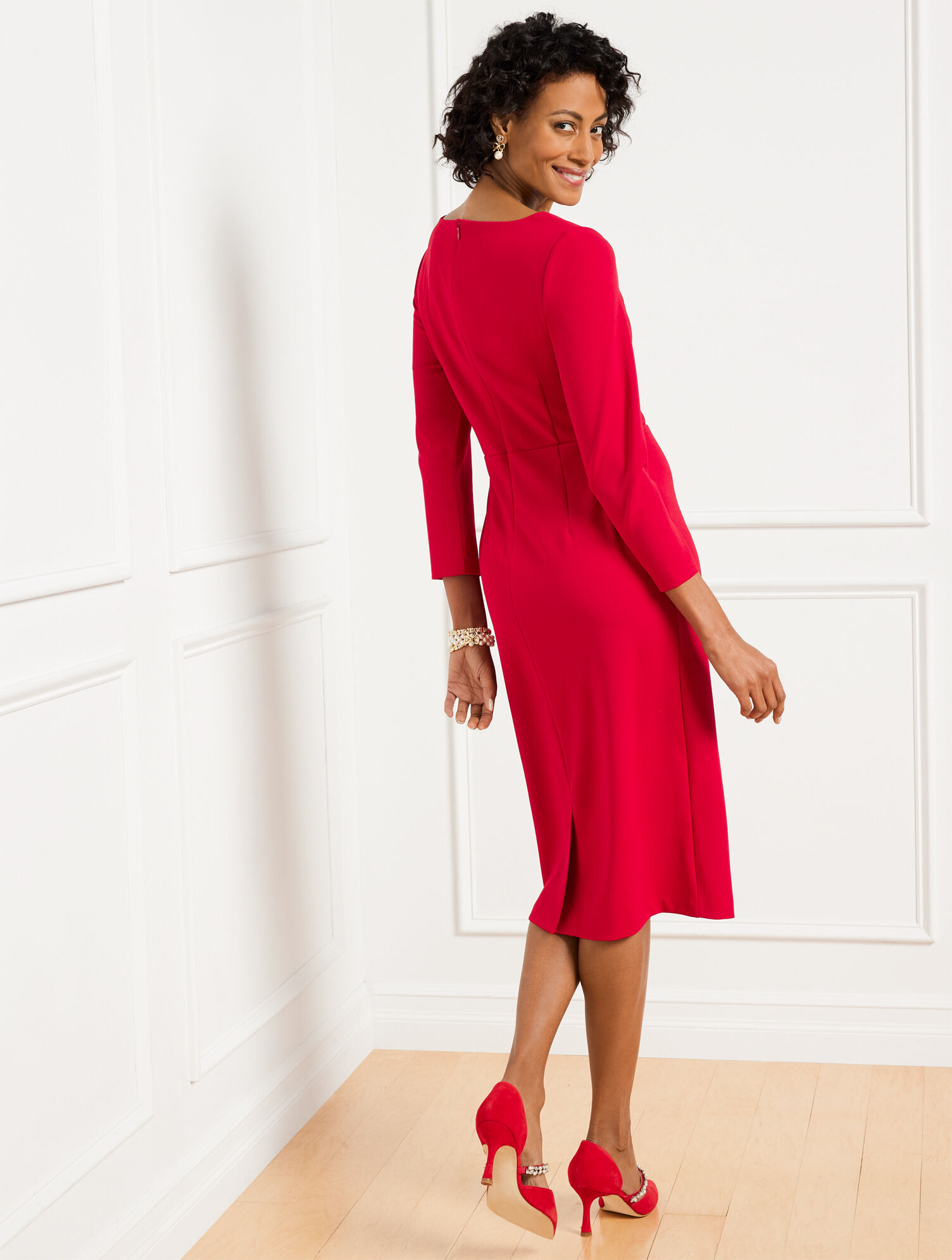 Twist Front Knit Crepe Dress | Talbots