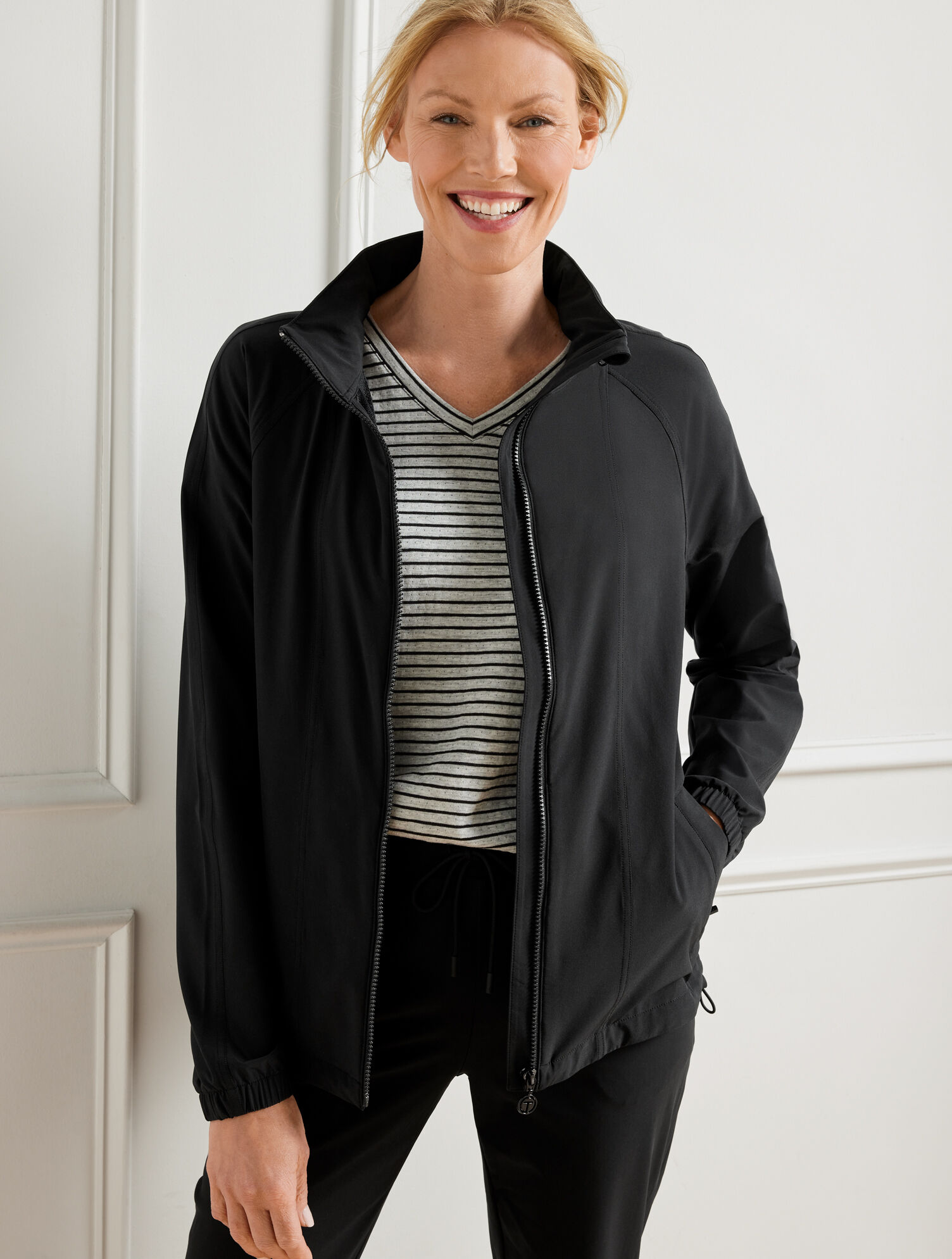Lightweight Woven Stretch Bomber Jacket | Talbots