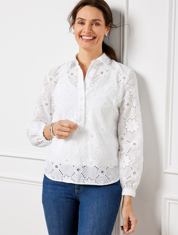 Eyelet Short Shirt | Talbots