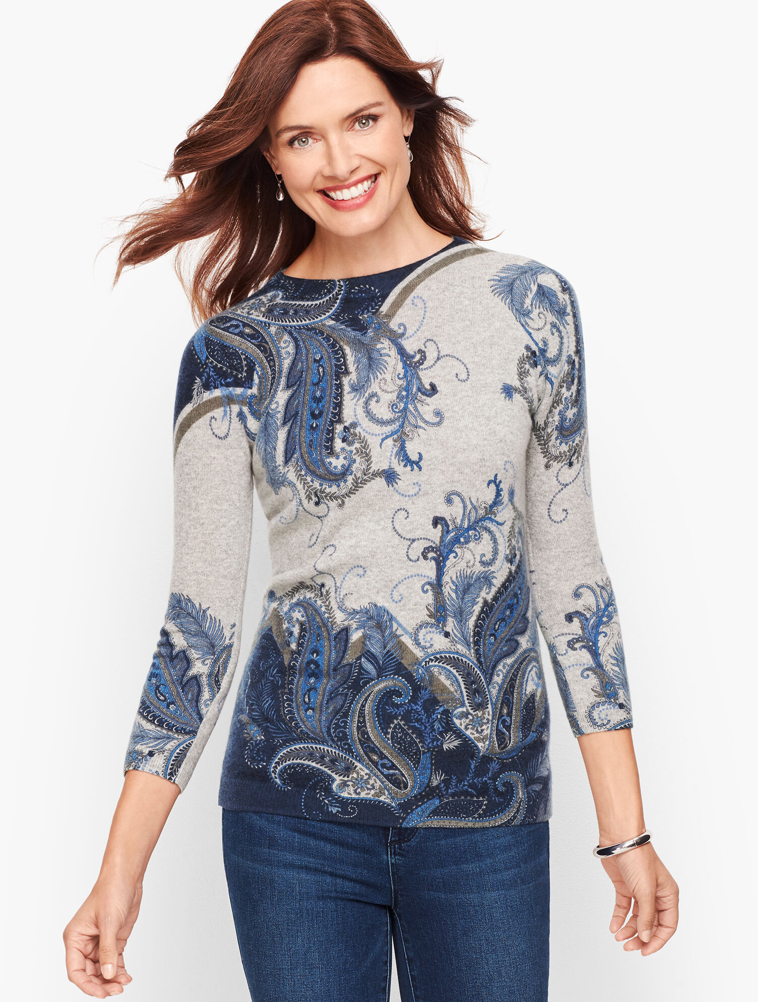 Cashmere Audrey Sweater - Feather Paisley | Talbots