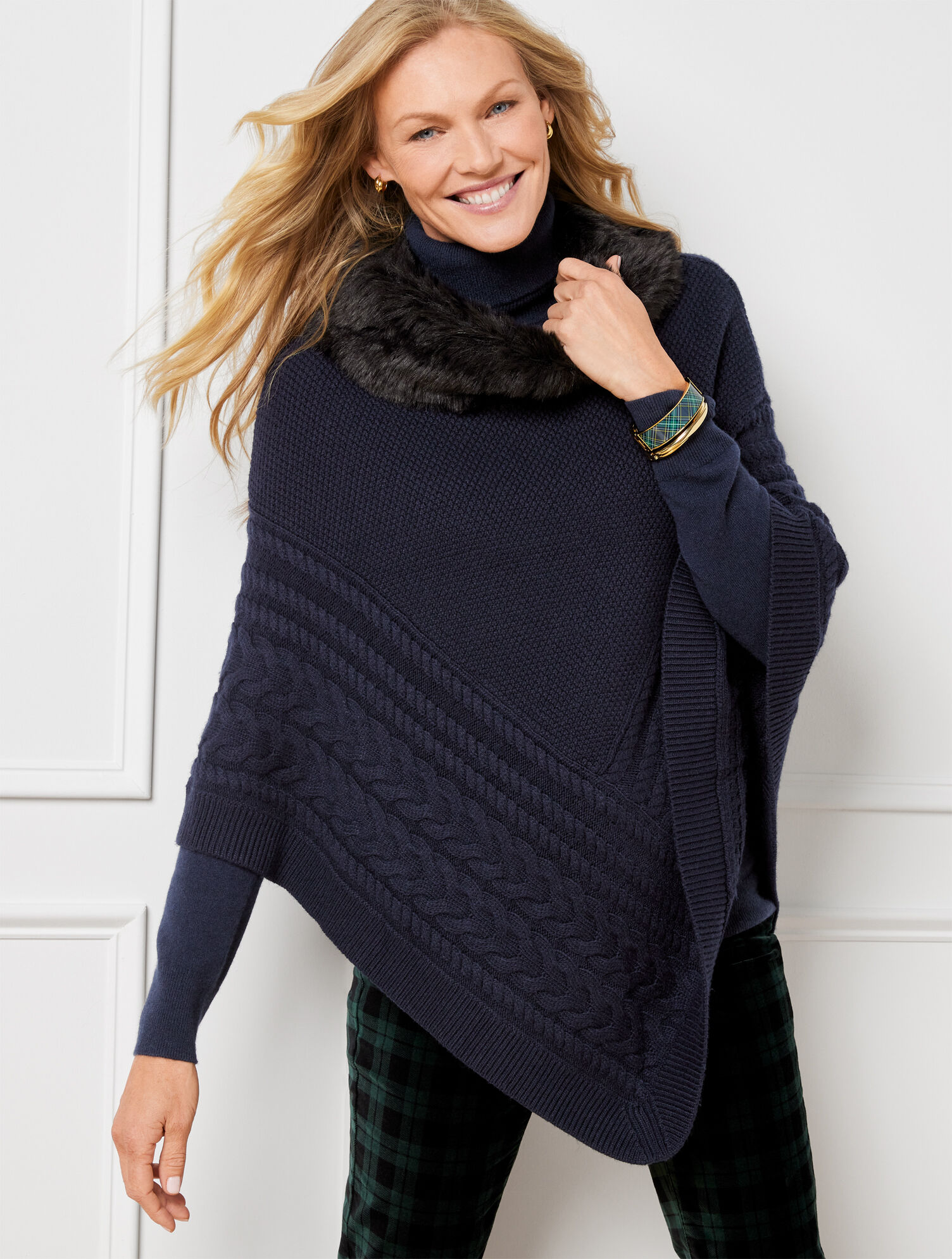 Faux Fur Cowlneck Poncho | Talbots