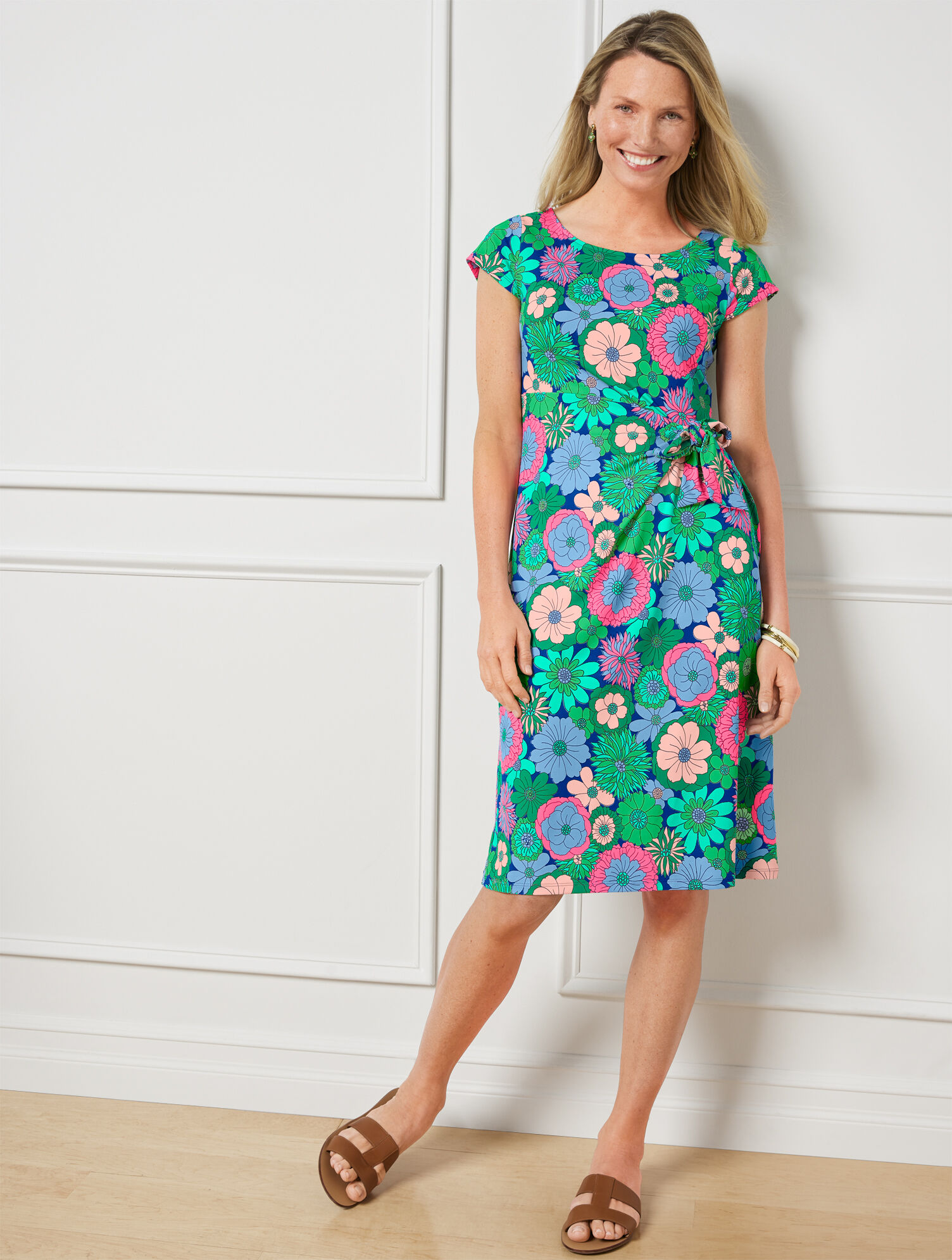 Talbots Effortless Jersey Floral Tie Dress | Talbots