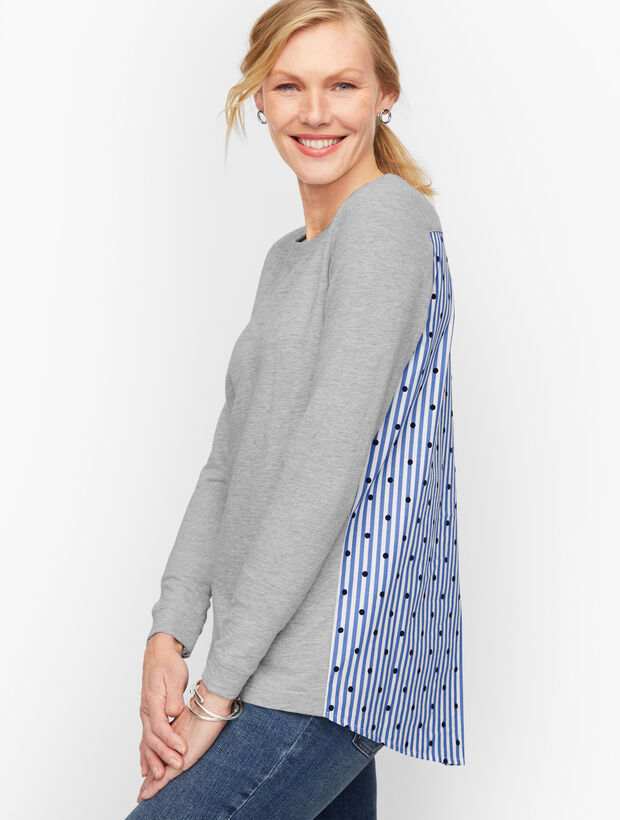 Woven Back Pullover - Flocked Dots | Talbots