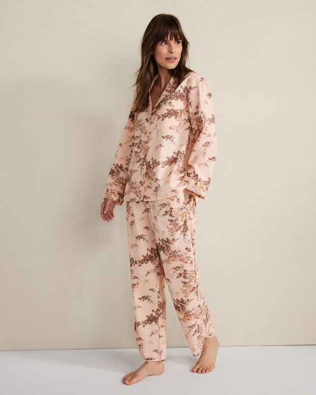Organic Cotton Poplin Painted Rose Curved Hem Pajama Pants | Haven Well ...